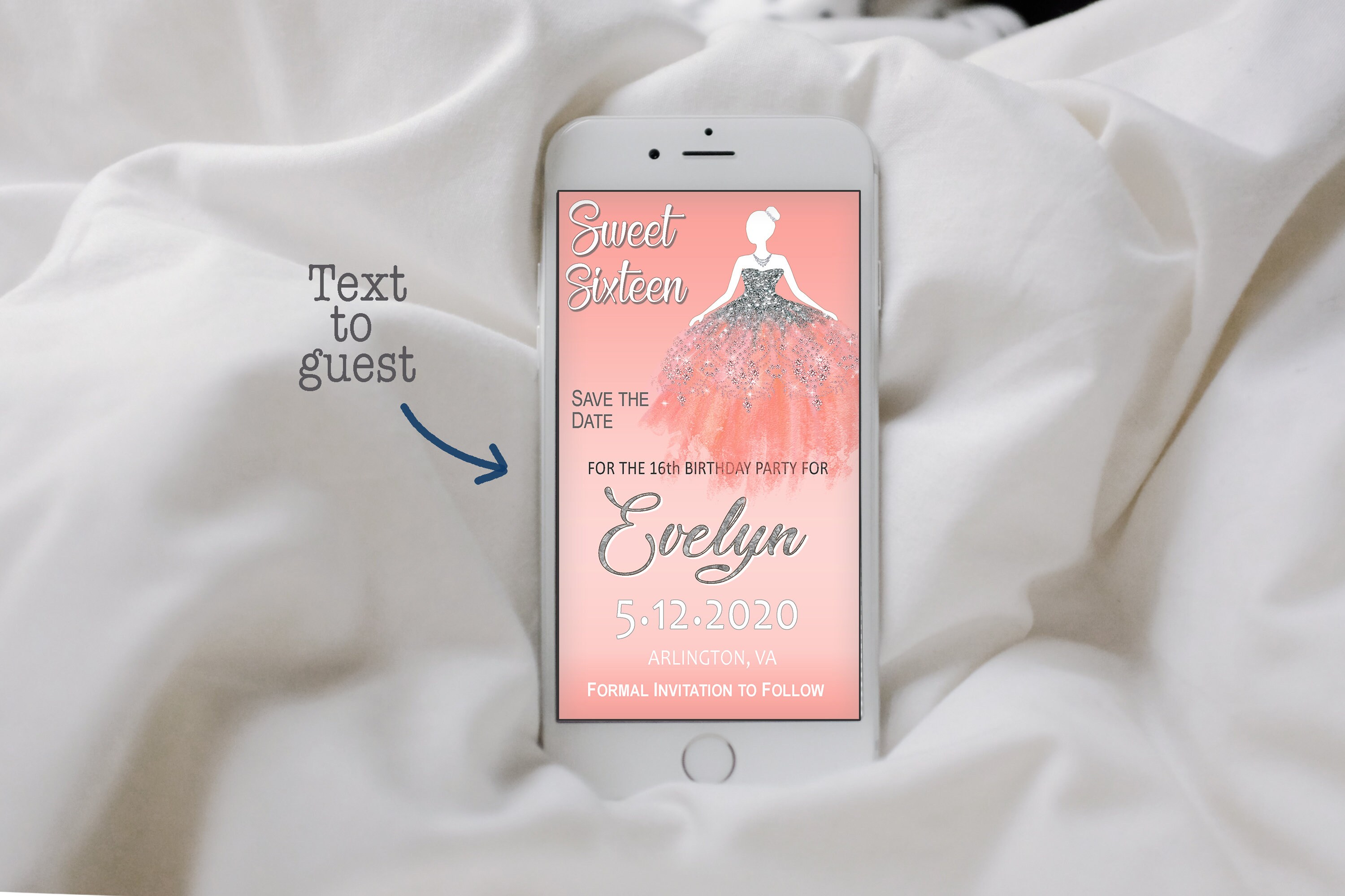 Sweet Sixteen Save Date Birthday Invitation Sweet 16 Text | Etsy