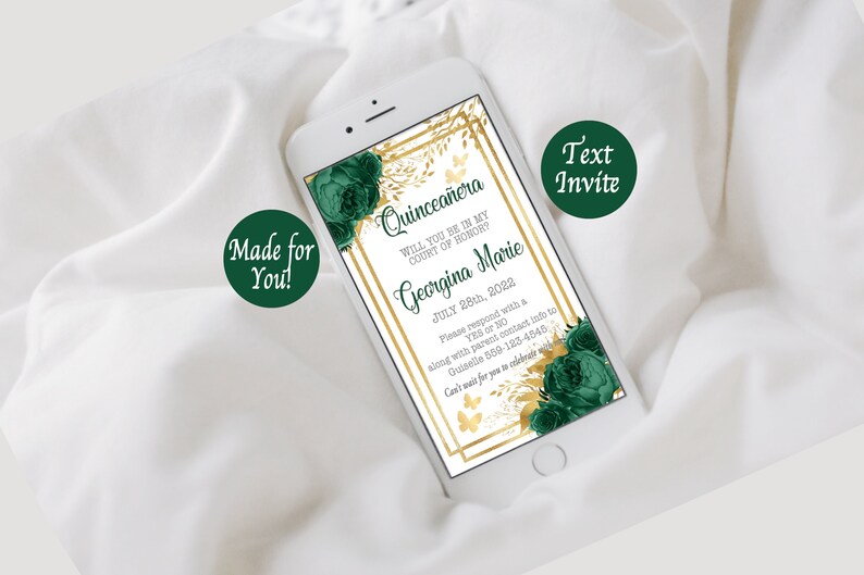 Quinceanera Court Proposal Dama Chamberlian Green Flower - Etsy