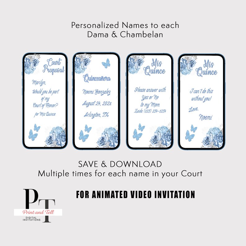 Mis Quince Court of Honor Proposal Card Will You Be My Dama My ...