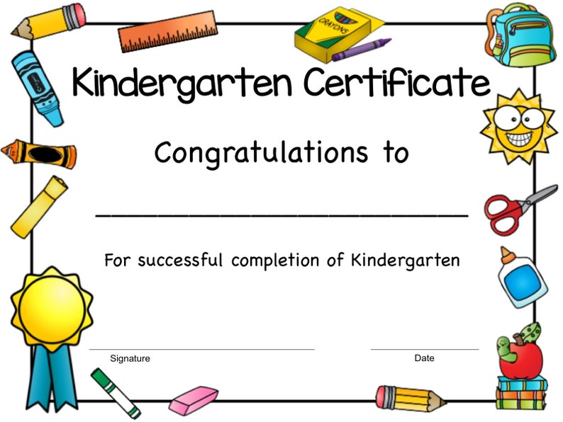 Kindergarten Completion Certificate Printable Printable World Holiday