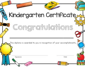 Printable Kindergarten Diploma, Kindergarten Graduation Diploma, End of ...