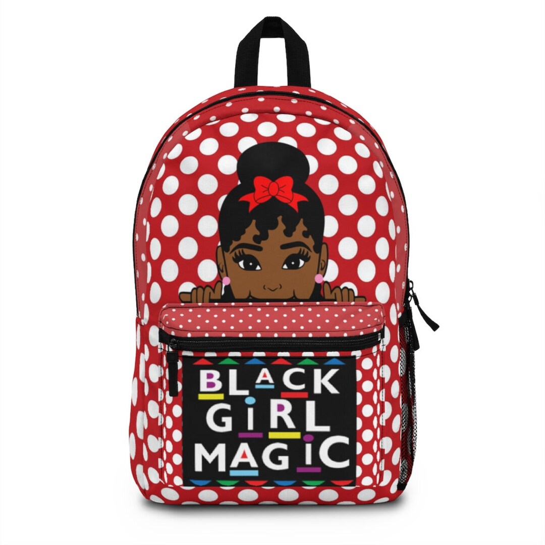 Red Polka Dot Black Girl Magic Backpack, Black Children Affirmation ...