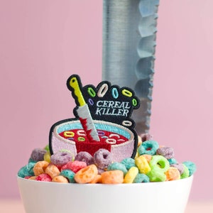 Metallic Cereal Killer Iron-on Patch for Jackets, Large Serial Killer ...