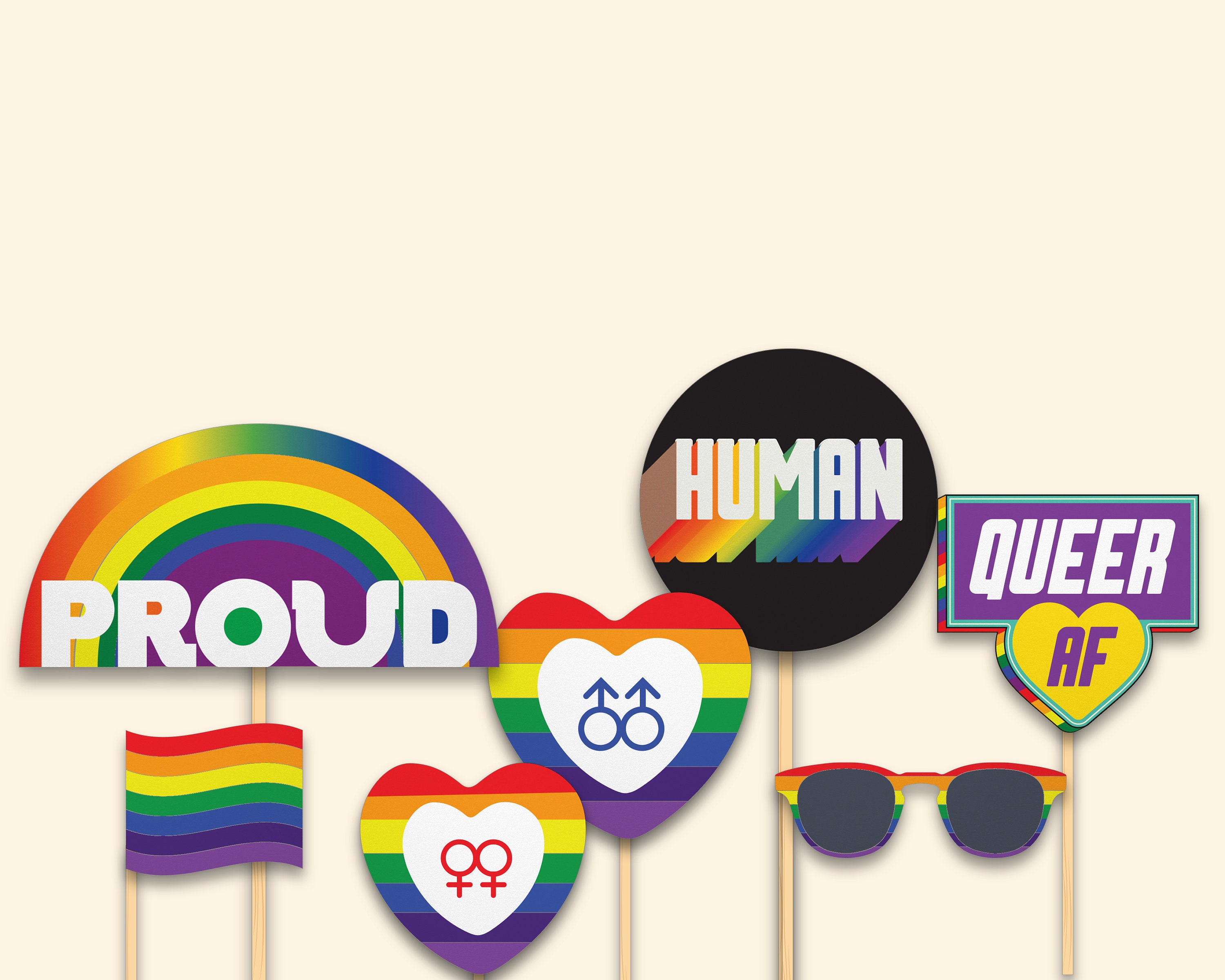 Printable Gay LGBT Pride Photo Booth Prop Set Digital - Etsy