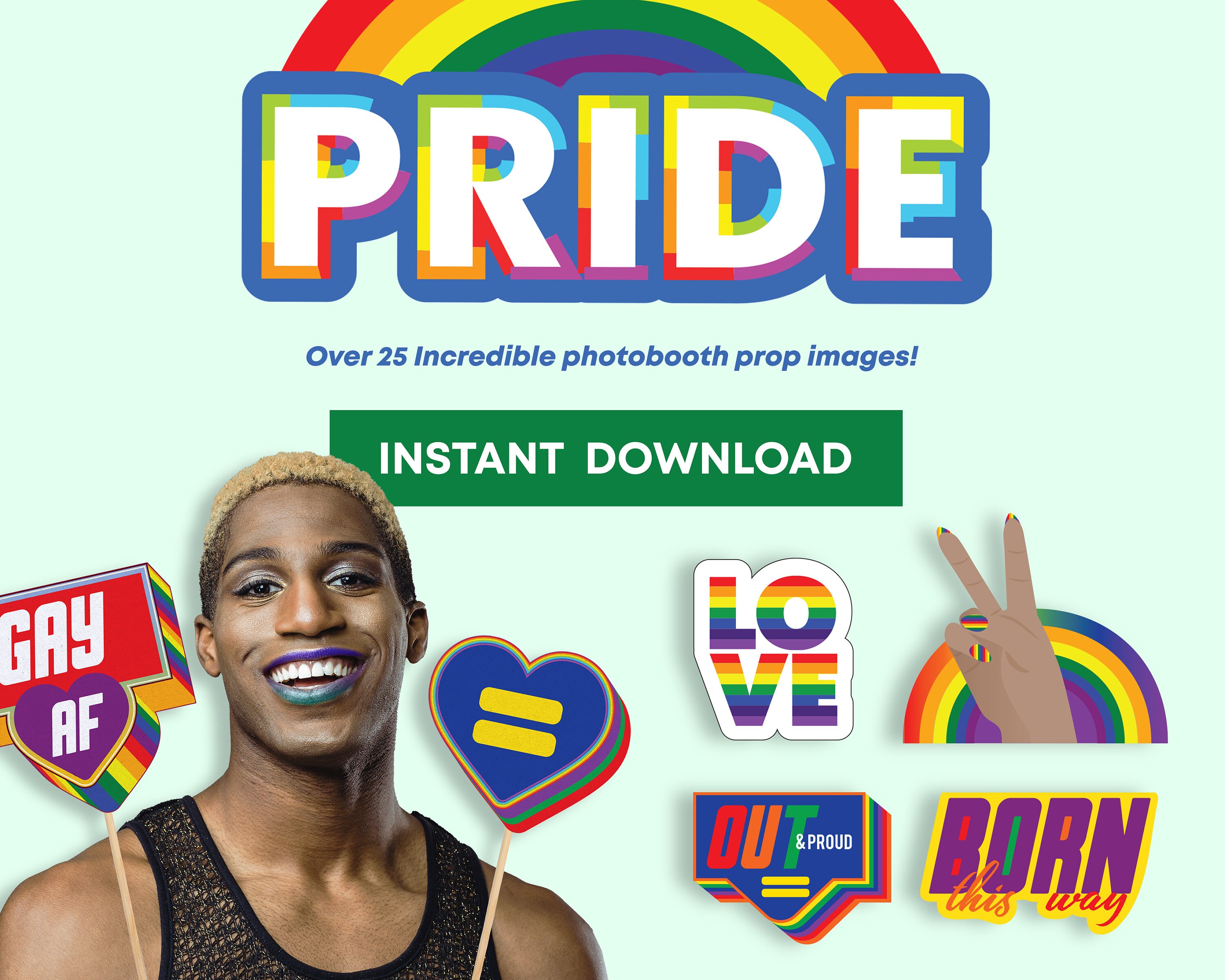 Printable Gay LGBT Pride Photo Booth Prop Set Digital | Etsy