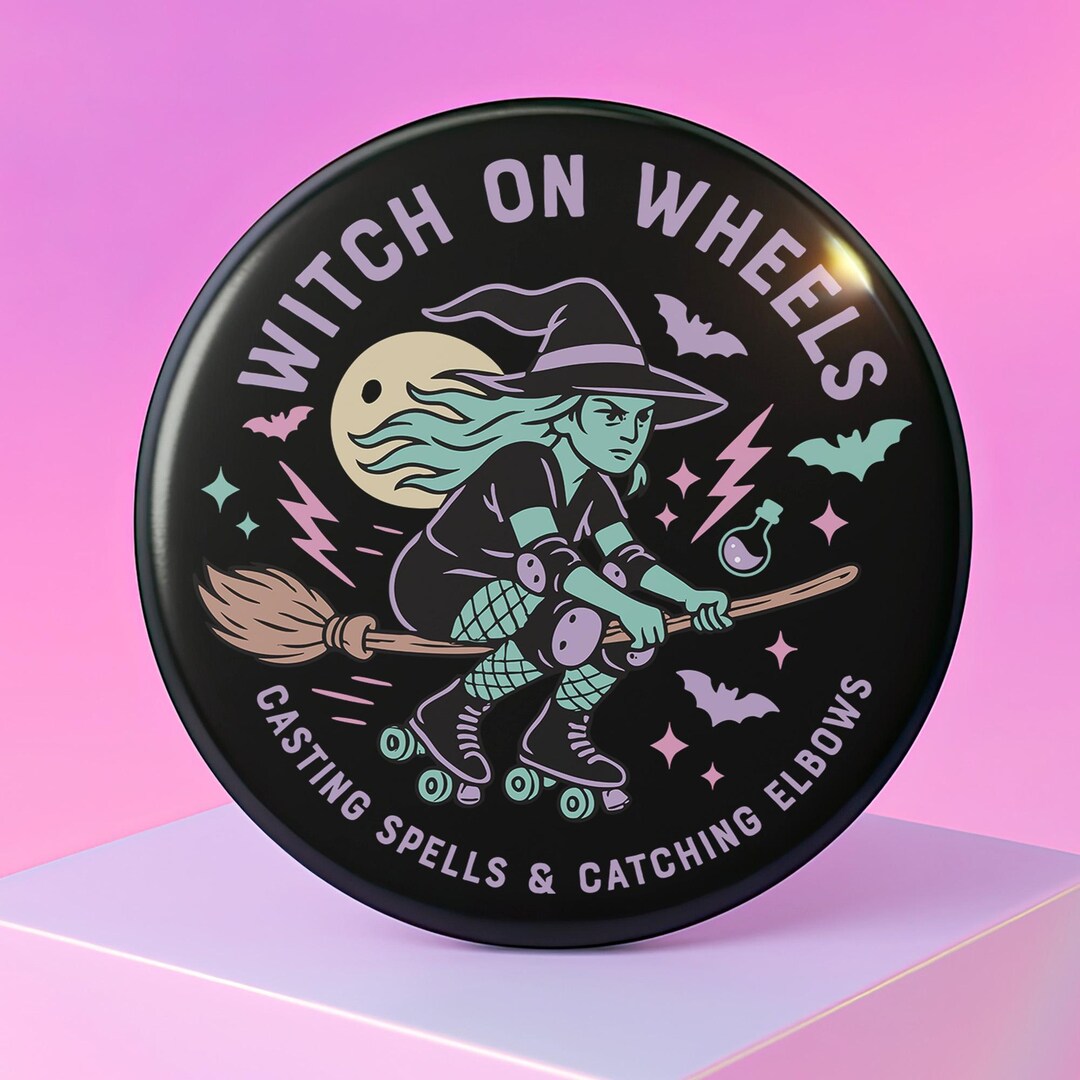 Roller Skater Pin Pastel Goth Witch Pinback Button Cute Derby Girl Gift ...