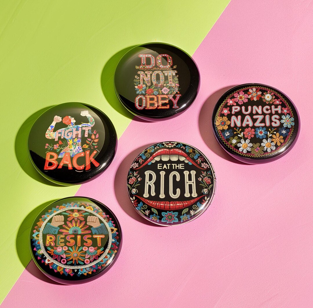 Political Protest Resistance Pin Set - Folk Art Social Justice Activism ...