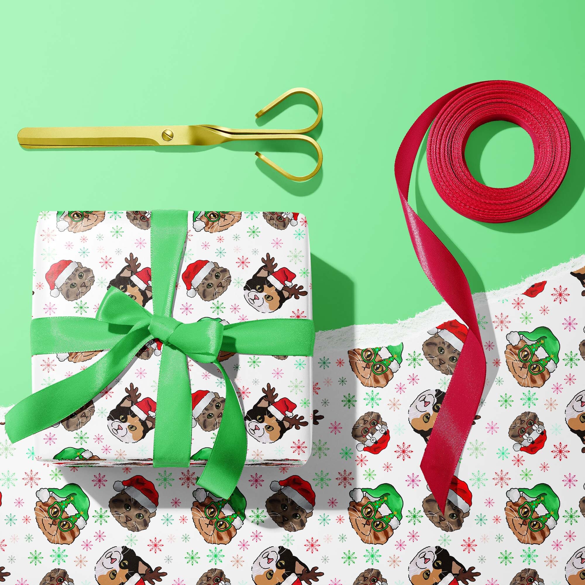 Christmas Cat Wrapping Paper Gifts for Cat Lovers Cat Gifts - Etsy