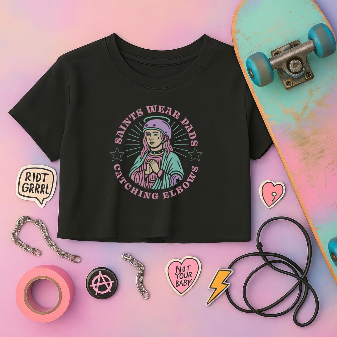 Roller Derby Goth Crop Top: Feminist Skater Girl Tee for Skating ...