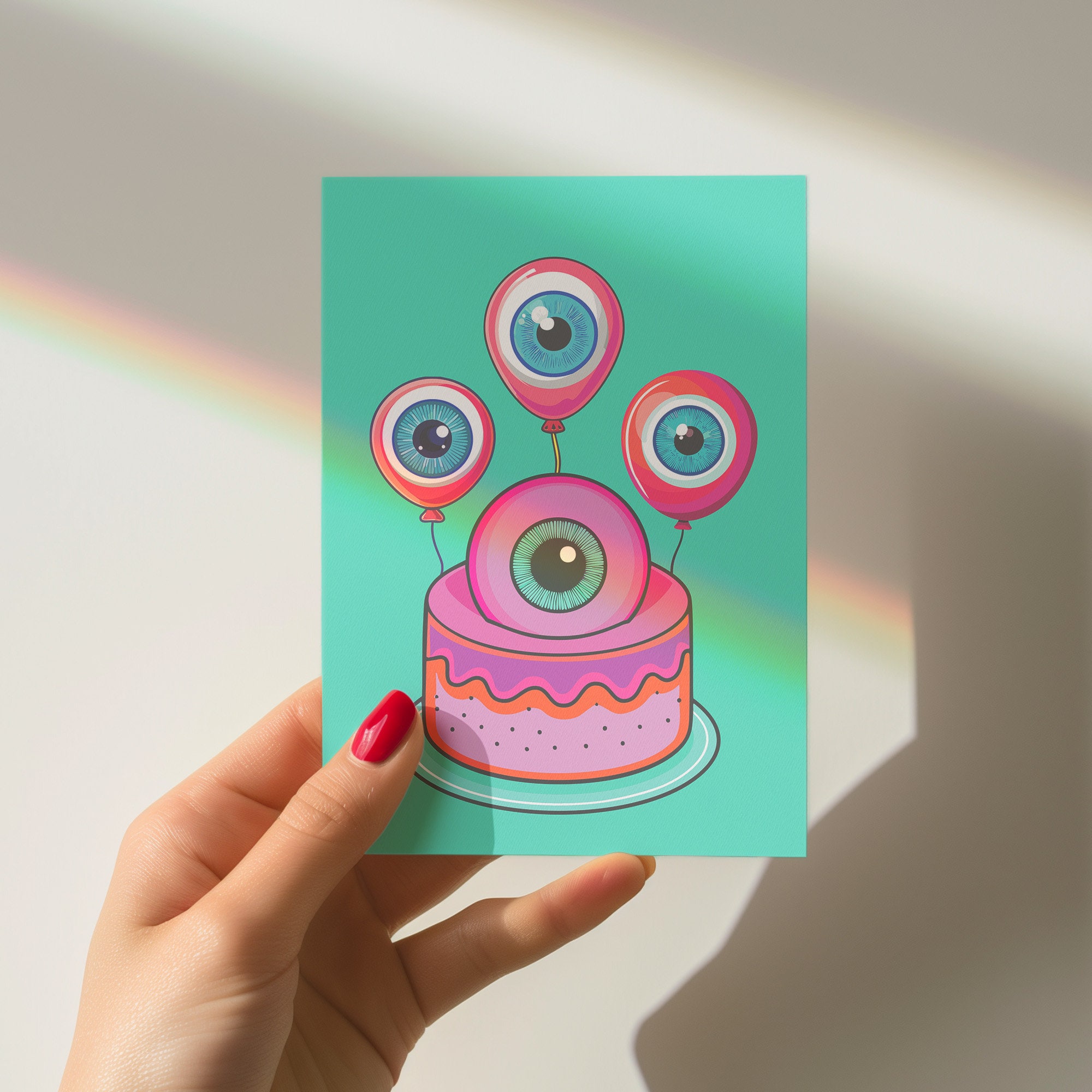 Eyeball Cake Birthday Card: Weirdcore Spooky Goth Design - Etsy