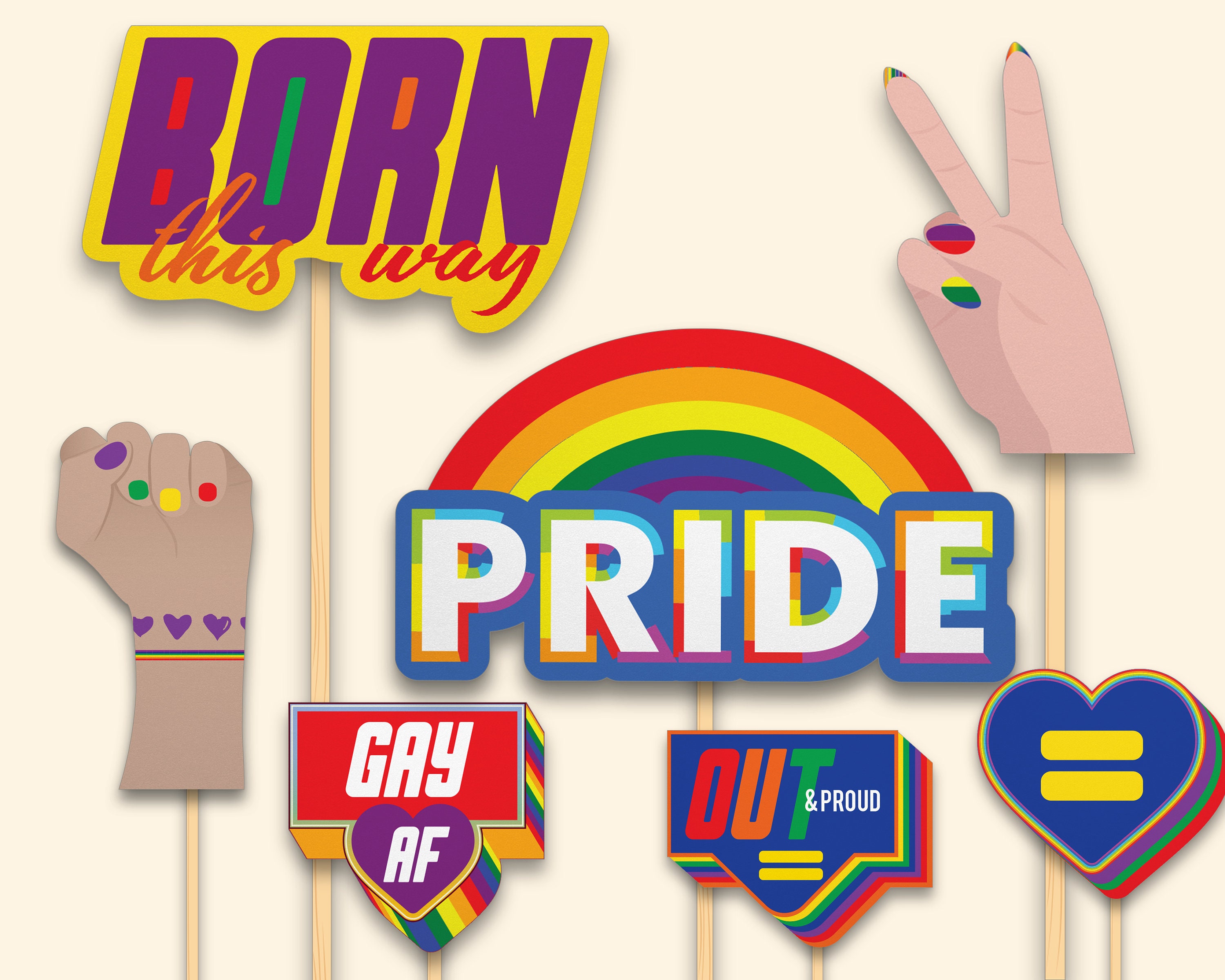 Printable Gay LGBT Pride Photo Booth Prop Set Digital | Etsy