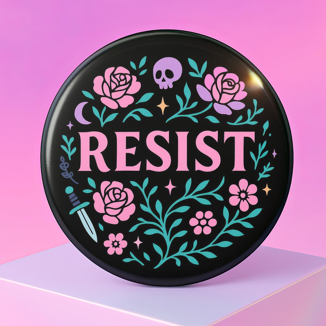 Resist Political Pinback Button Badge, Pastel Goth Pin, Feminist ...
