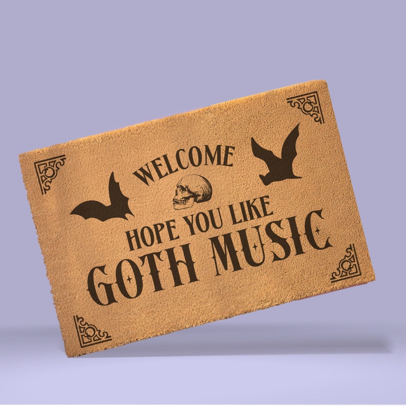 Goth Music Welcome Mat: Bat & Skull Coir Doormat - Etsy