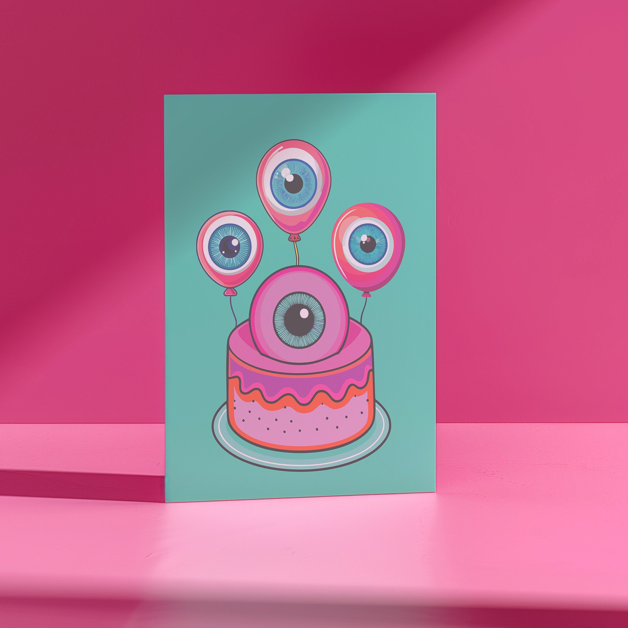 Eyeball Cake Birthday Card, Weirdcore, Spooky Birthday, Goth Birthday ...