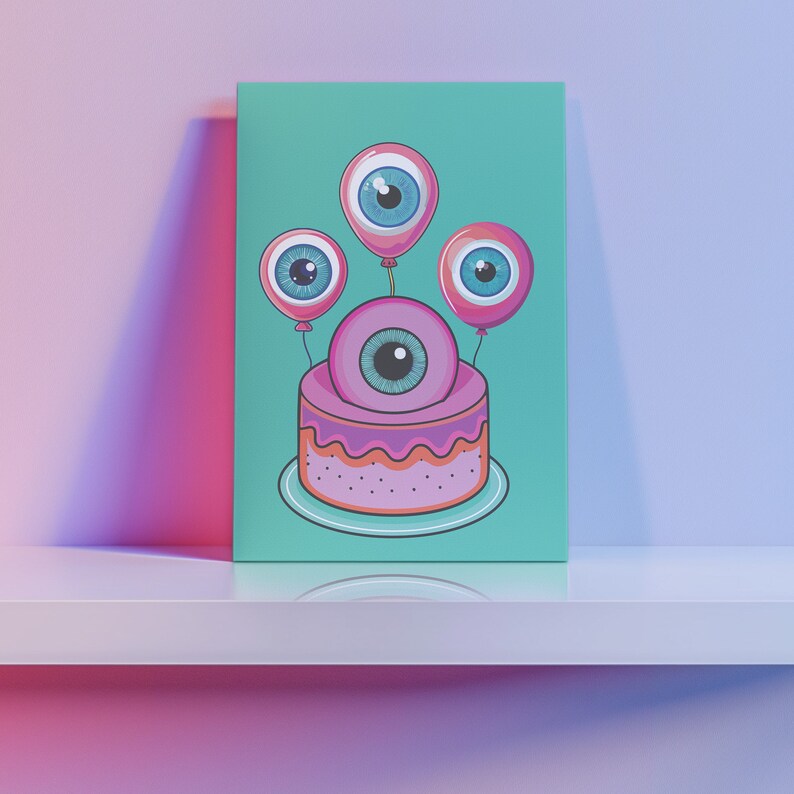 Eyeball Cake Birthday Card: Weirdcore Spooky Goth Design - Etsy