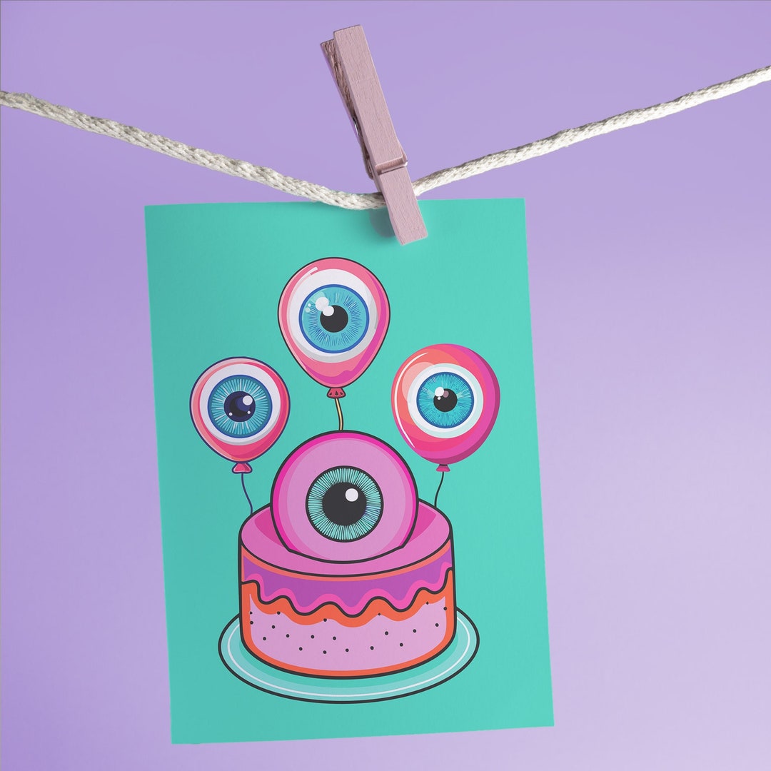 Eyeball Cake Birthday Card, Weirdcore, Spooky Birthday, Goth Birthday ...