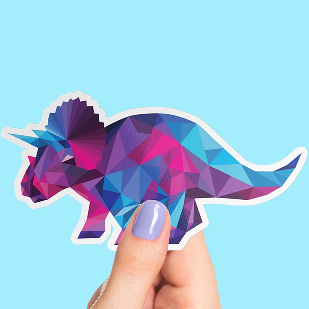 Dinosaur Triceratops Premium Vinyl Sticker, Water Bottle Sticker ...