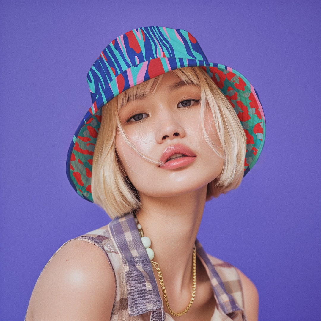 Leopard & Lava Print Reversible Bucket Hat, Unisex Hat, Cute Summer ...
