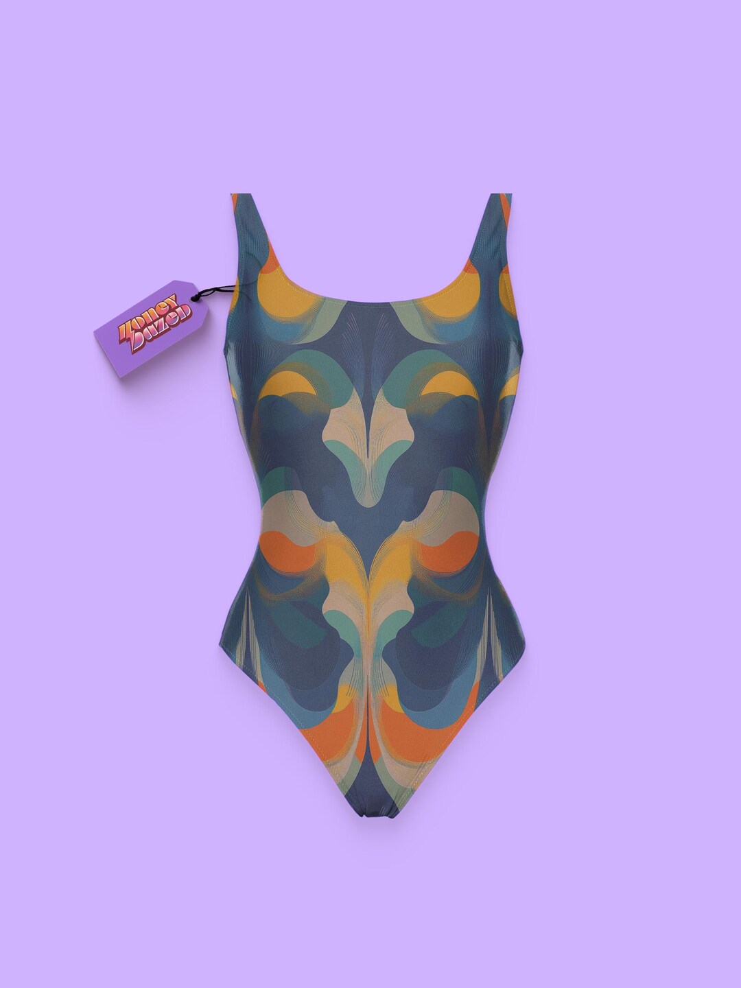 Psychedelic One-piece Swimsuit, 70s Vintage Inspired, Retro Festival ...