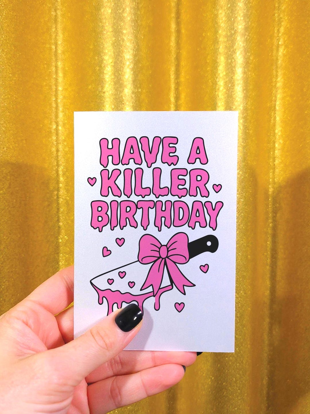 Killer Birthday Card With Pink Knife - Spooky Cute 5x7 Dark Humor Card ...