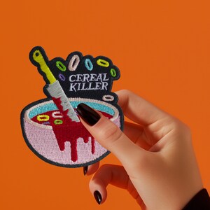Metallic Cereal Killer Iron-on Patch for Jackets, Large Serial Killer ...
