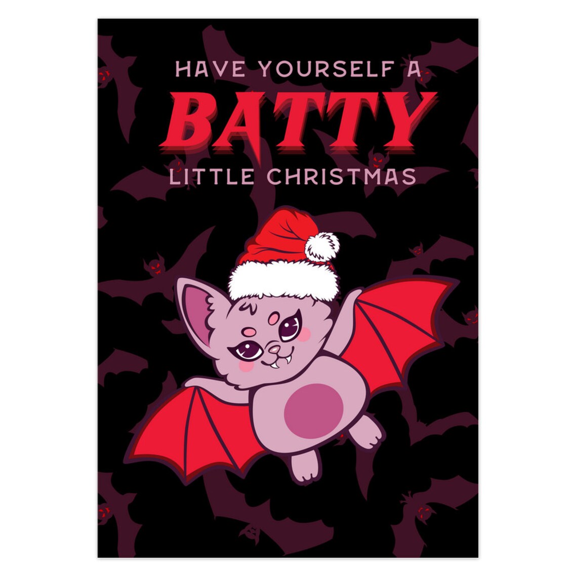 Bat Christmas Card: Spooky Goth Holiday Card Set - Etsy