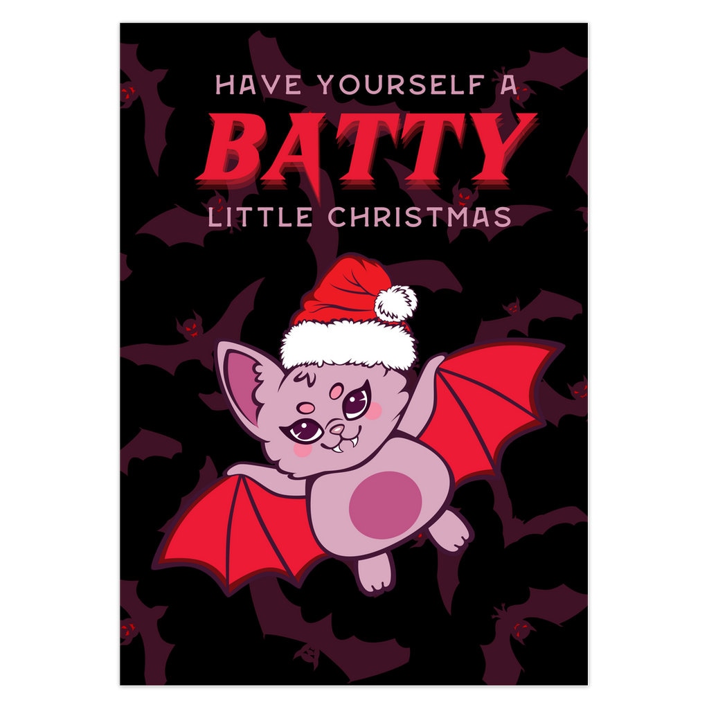 Bat Christmas Card: Spooky Goth Holiday Card Set - Etsy