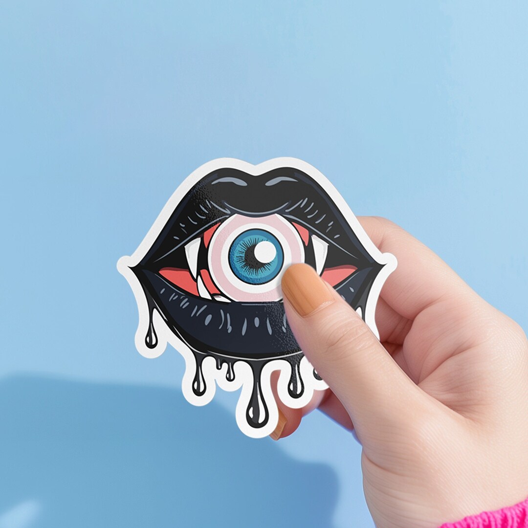 Eyeball Vampire Fangs Sticker, Goth and Punk Stickers, Creepy Cute ...