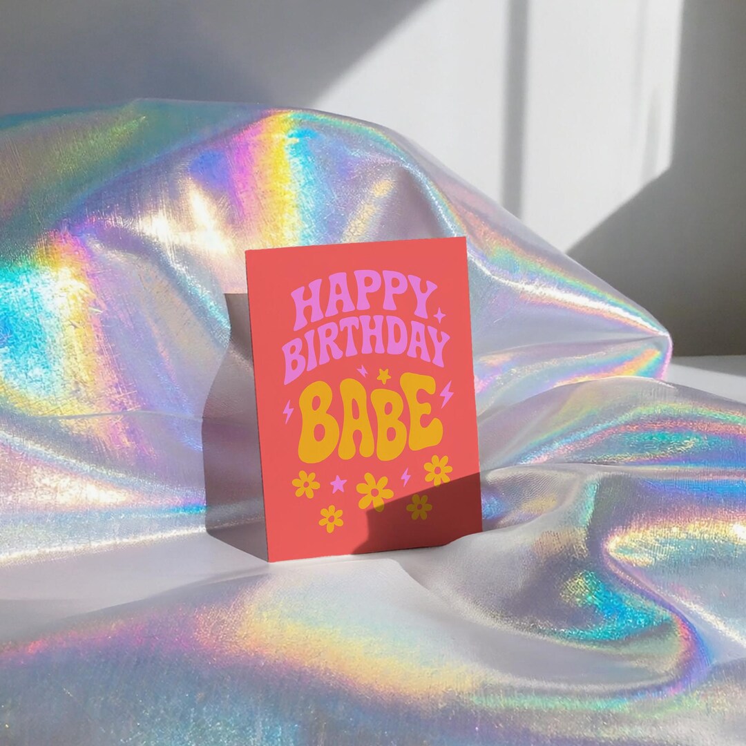 Groovy Happy Birthday Card: Retro 70s Psychedelic Greeting Card - Etsy