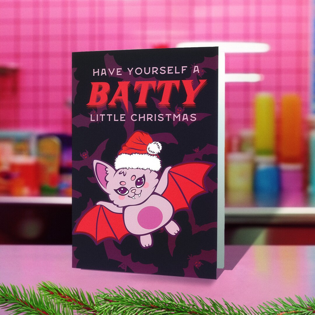 Bat Christmas Card: Spooky Goth Holiday Card Set - Etsy