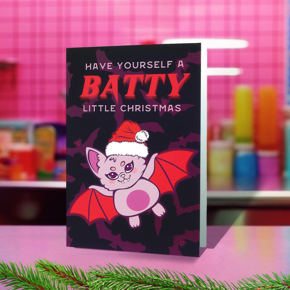 Bat Christmas Card: Spooky Goth Holiday Card Set - Etsy