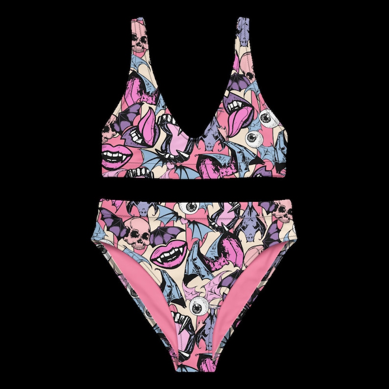 Pastel Goth High Waisted Bikini, Vampire Bat Swimsuit - Etsy