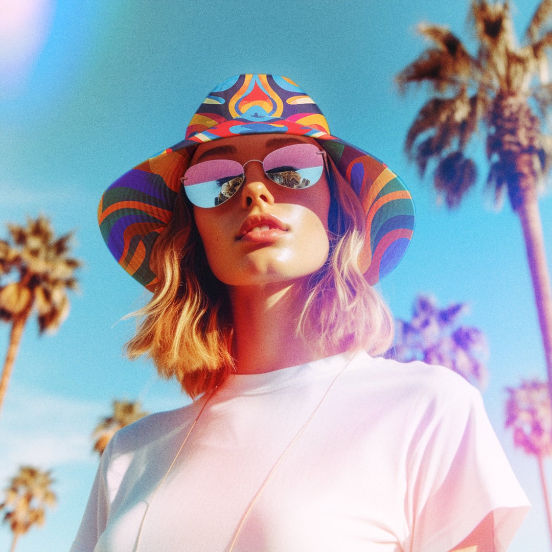 Psychedelic Swirlscape Reversible Bucket Hat, Hippie Hat, Unisex ...