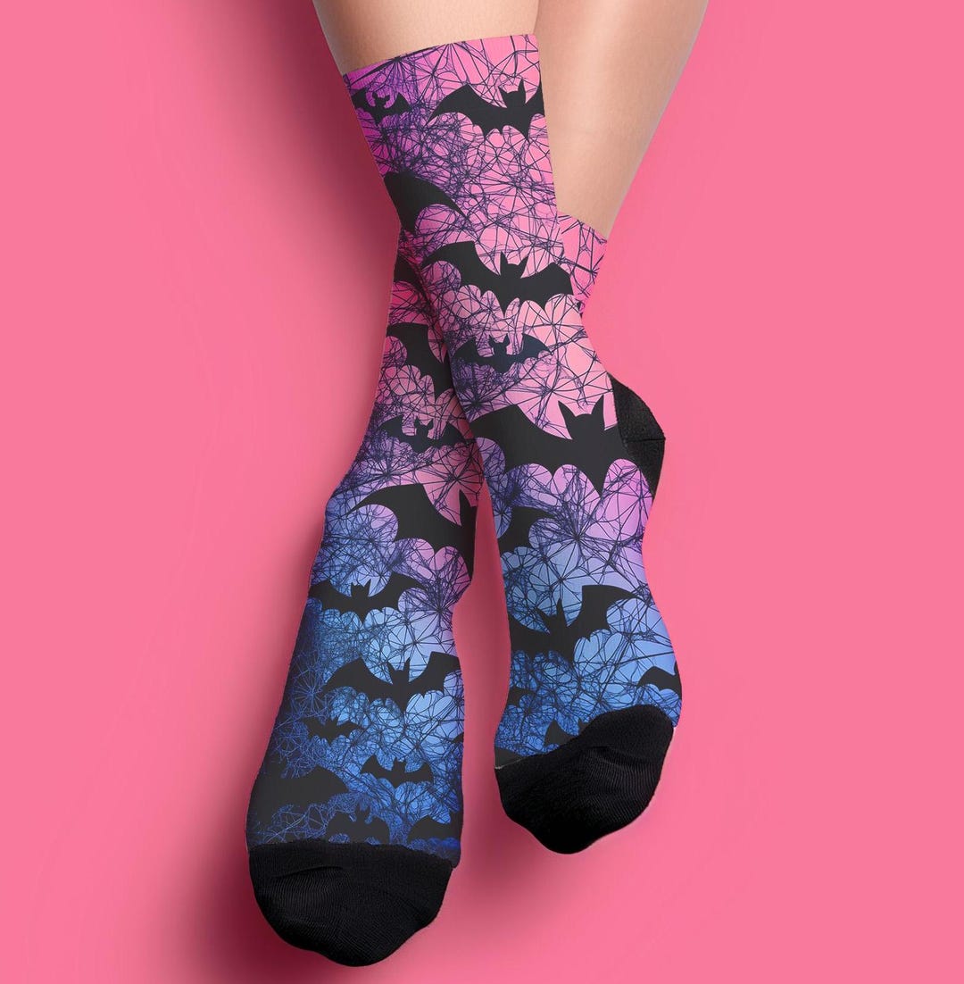 Bat Socks, Gothic Socks, Pastel Goth Accessories, Spooky Fashion, Funky ...