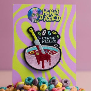 Metallic Cereal Killer Iron-on Patch for Jackets, Large Serial Killer ...