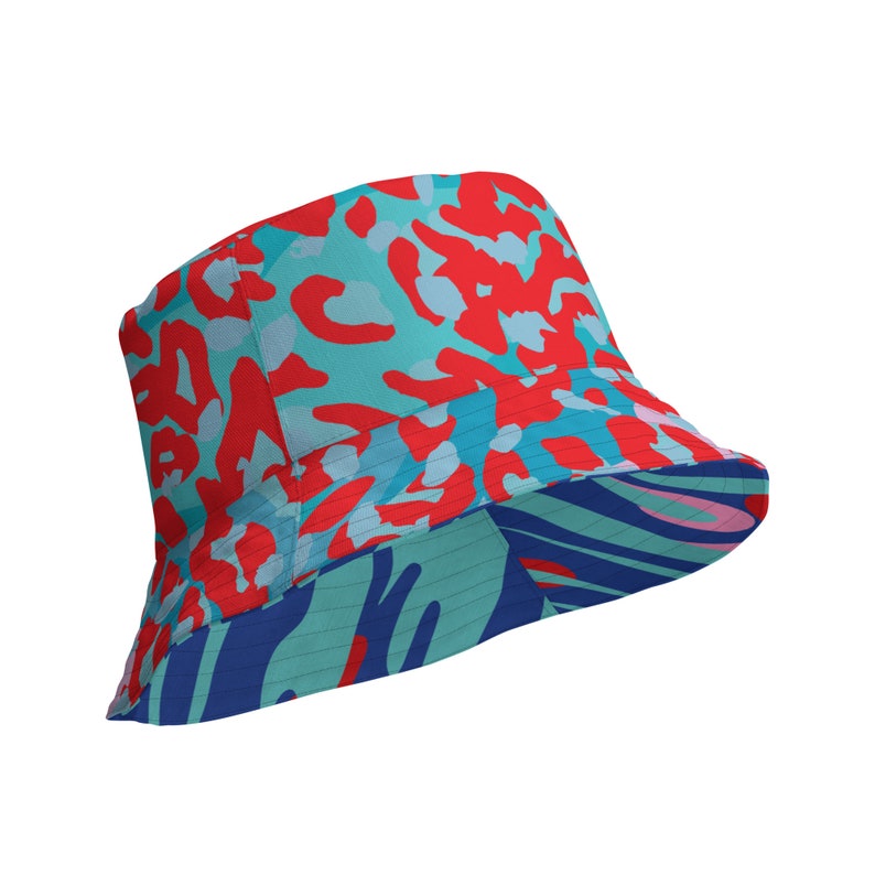 Reversible Bucket Hat: Leopard & Lava Print, Unisex Summer Hat - Etsy