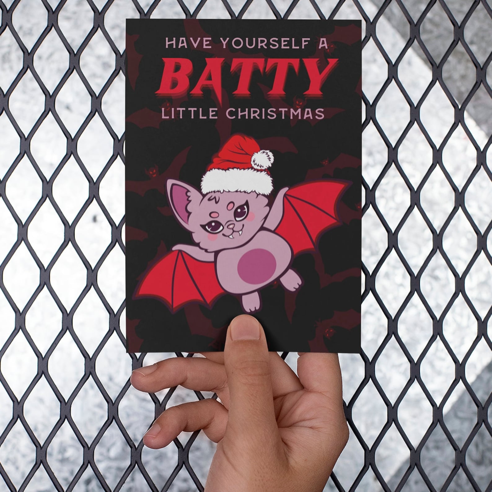 Bat Christmas Card: Spooky Goth Holiday Card Set - Etsy