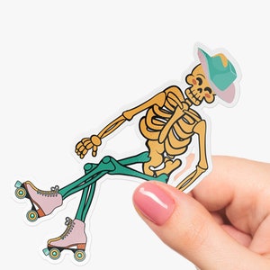 Roller Skate Sticker, Roller Skate Party Favors, Skeleton Sticker ...