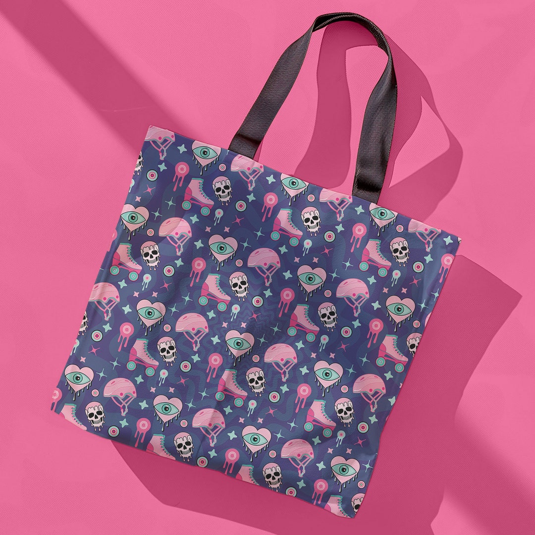 Pastel Goth Roller Derby Tote, Skull Skate Accessories Bag, Aesthetic ...