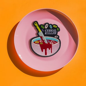 Metallic Cereal Killer Iron-on Patch for Jackets, Large Serial Killer ...