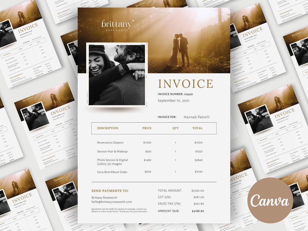 Photography Invoice, Photographer Invoice, Invoice Template, Canva ...