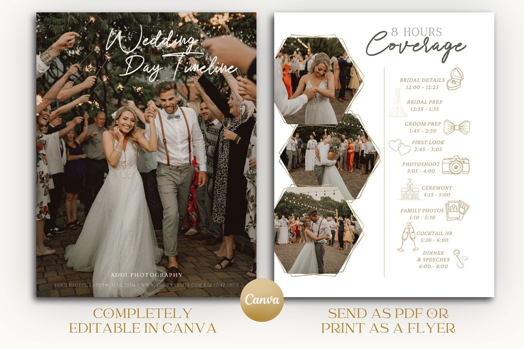 Wedding Photography Timeline Guide: Editable Canva Template - Etsy