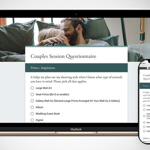 Couples Questionnaire Template Engagement Session, Portrait Photography ...