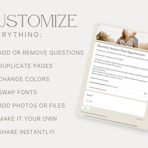 Maternity Photoshoot Questionnaire - Online Form Questionnaire, Drag ...