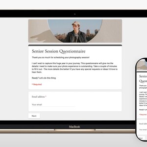 Senior Portrait Photography Questionnaire Template: Online Client Form ...