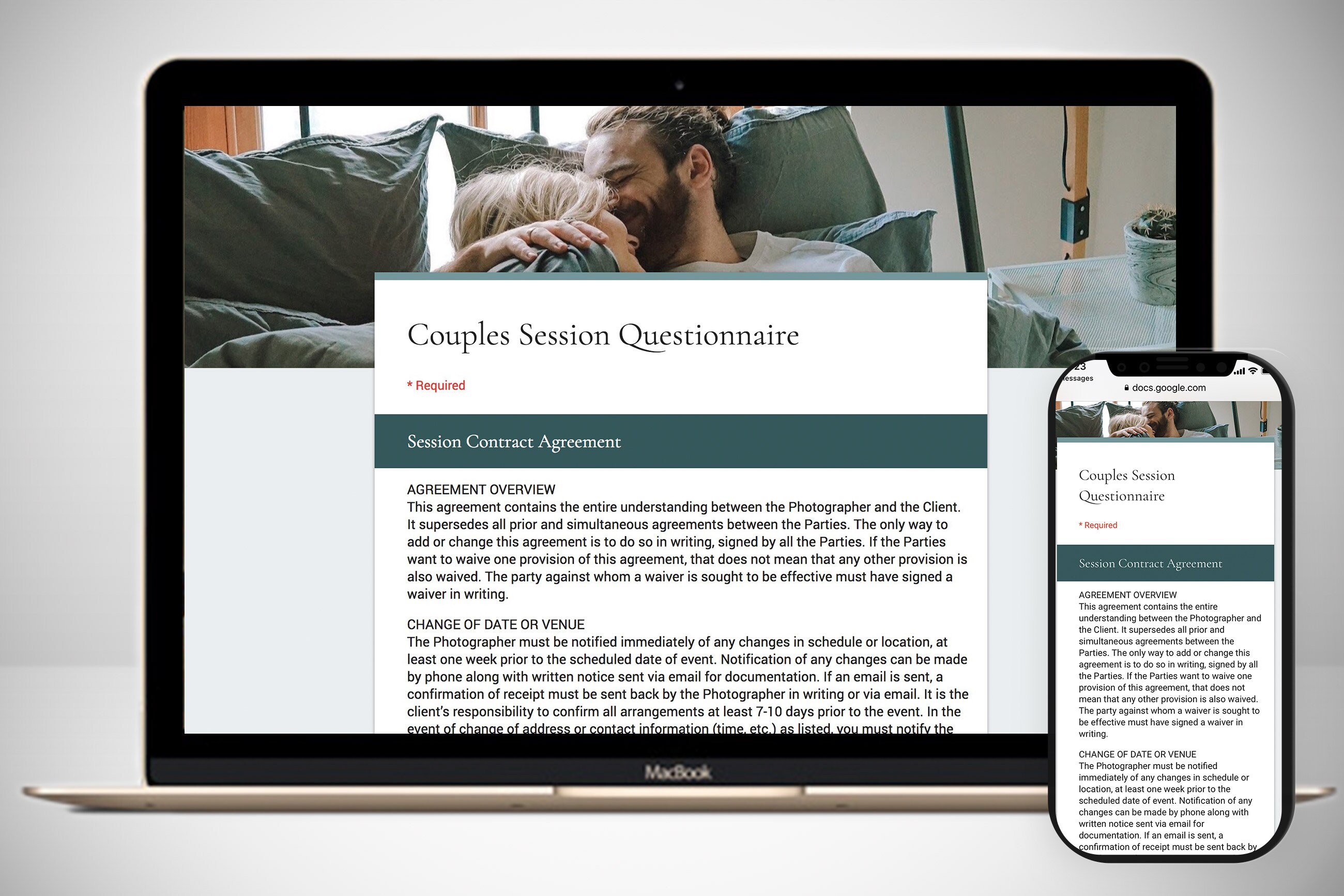 Couples Questionnaire Template Engagement Session Portrait | Etsy