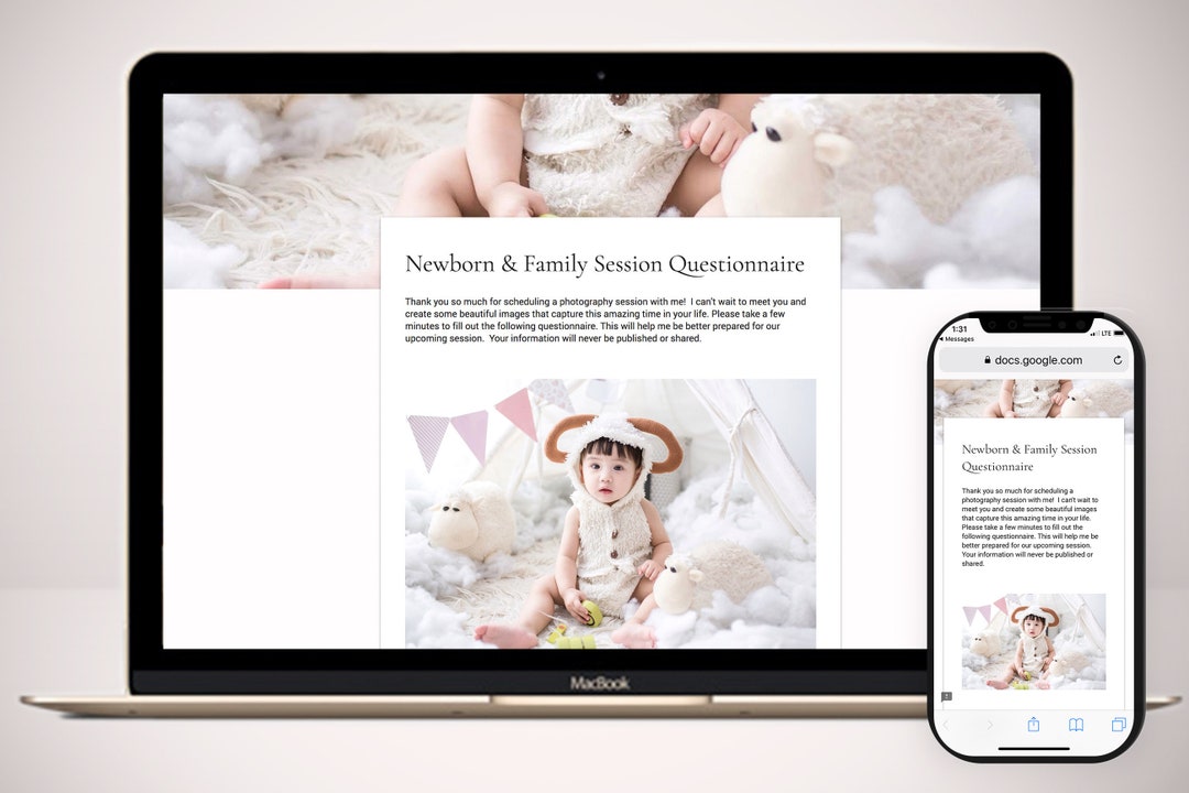 Photography Questionnaire Template for Newborn, Baby, Maternity ...