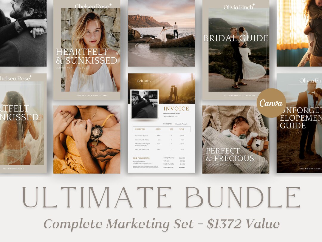 BOHO Complete Photography Business Bundle! 1372 DOLLAR VALUE, Brand Kit ...