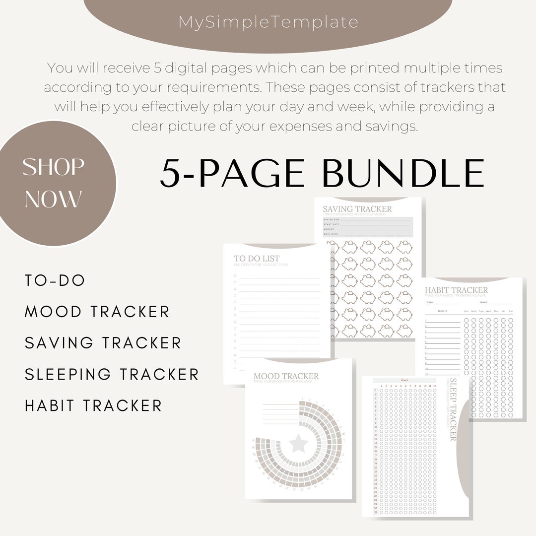 Digital 5 Bundle to Track Your Live and Expenses - Etsy