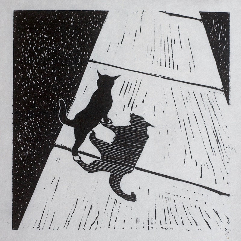 Cat Block Print - Etsy